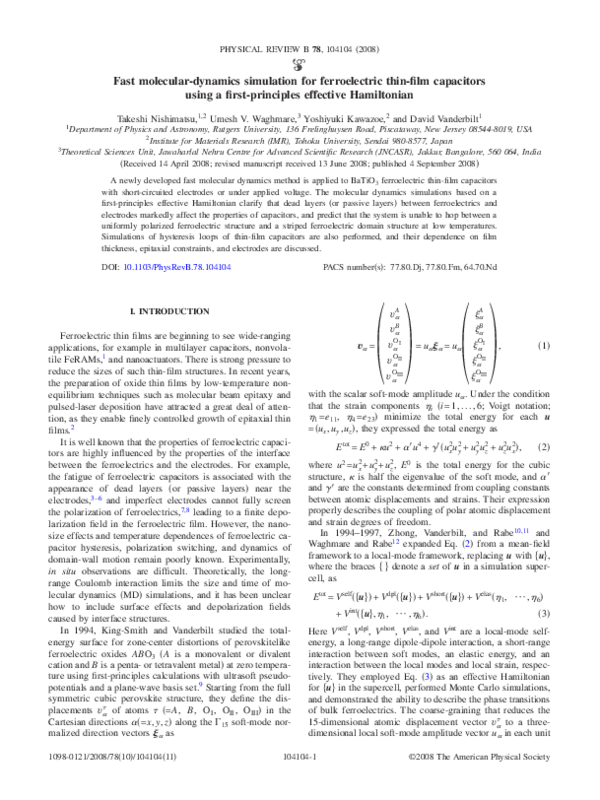 (PDF) Fast molecular-dynamics simulation for ferroelectric thin-film capacitors using a first ...