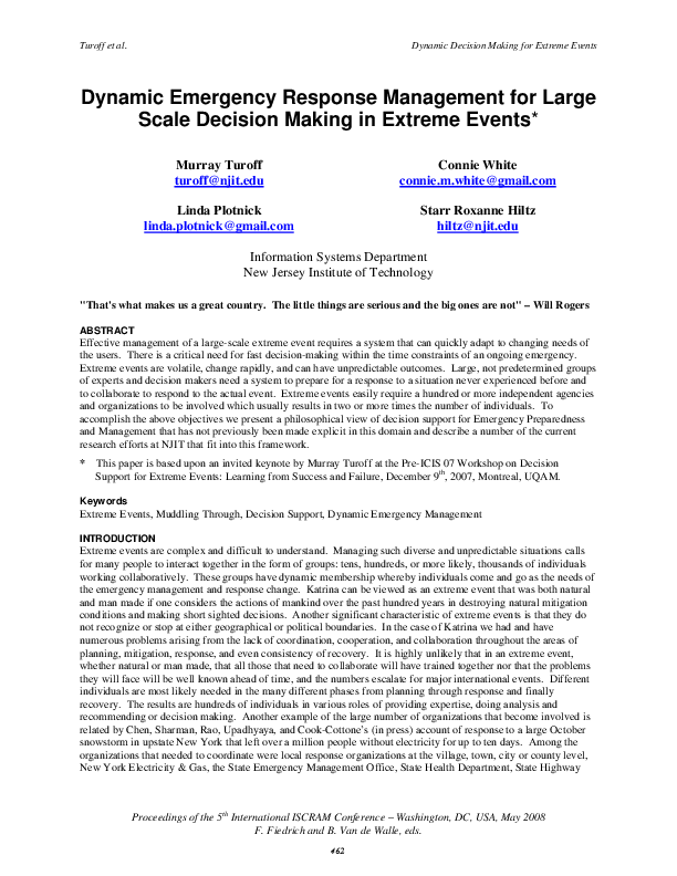 (PDF) Dynamic Emergency Response Management for Large Scale Decision ...