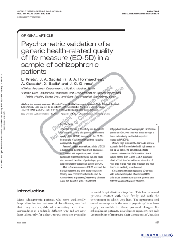 (PDF) Psychometric validation of a generic health-related quality of ...