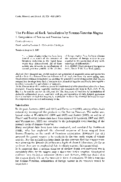 (PDF) The problem of rock assimilation by Somma-Vesuvius magma