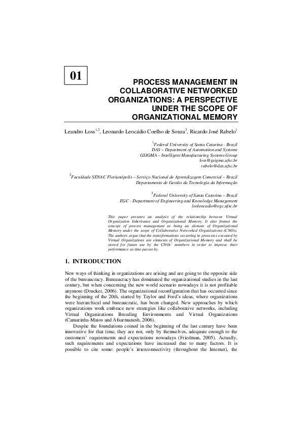 (PDF) Process Management In Collaborative Networked Organizations: A Perspective Under The Scope ...