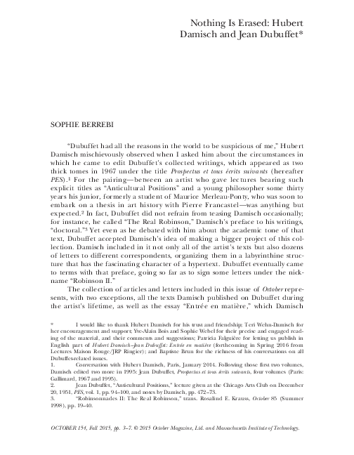(PDF) Nothing is Erased: Hubert Damisch and Jean Dubuffet