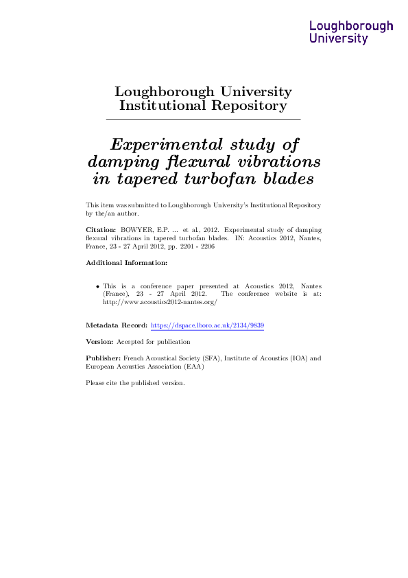 (PDF) Experimental study of damping flexural vibrations in tapered ...