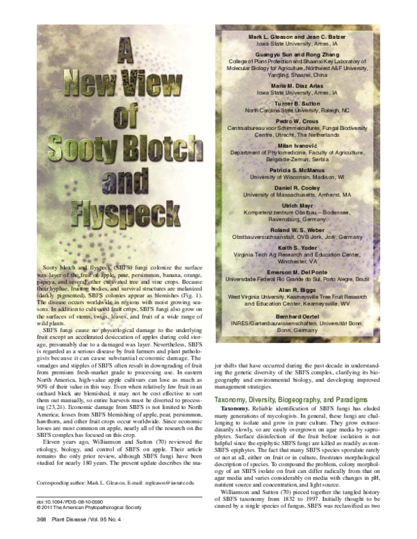 (PDF) A New View of Sooty Blotch and Flyspeck