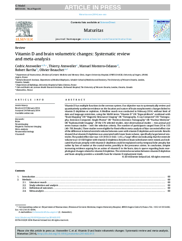 (PDF) Vitamin D and brain volumetric changes: Systematic review and ...