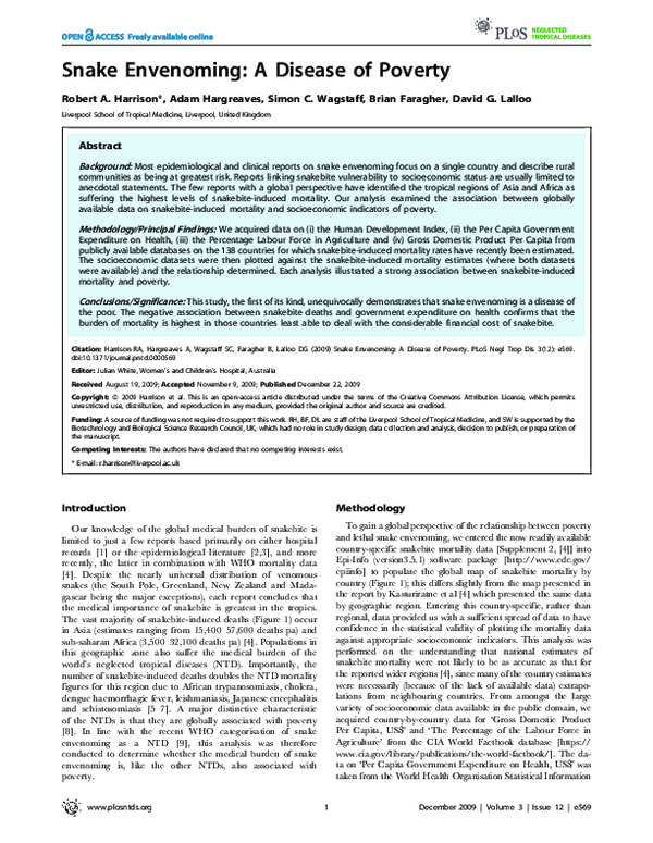 (PDF) Snake Envenoming: A Disease of Poverty