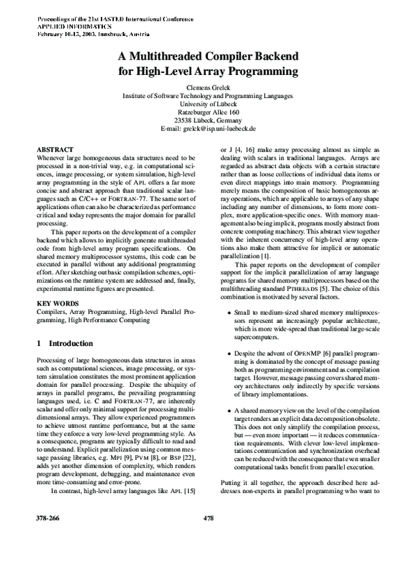 Pdf A Multithreaded Compiler Backend For High Level Array Programming 6038