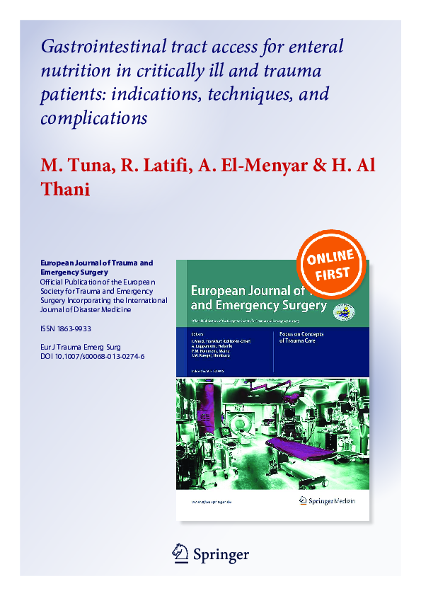 (PDF) Gastrointestinal tract access for enteral nutrition in critically ...