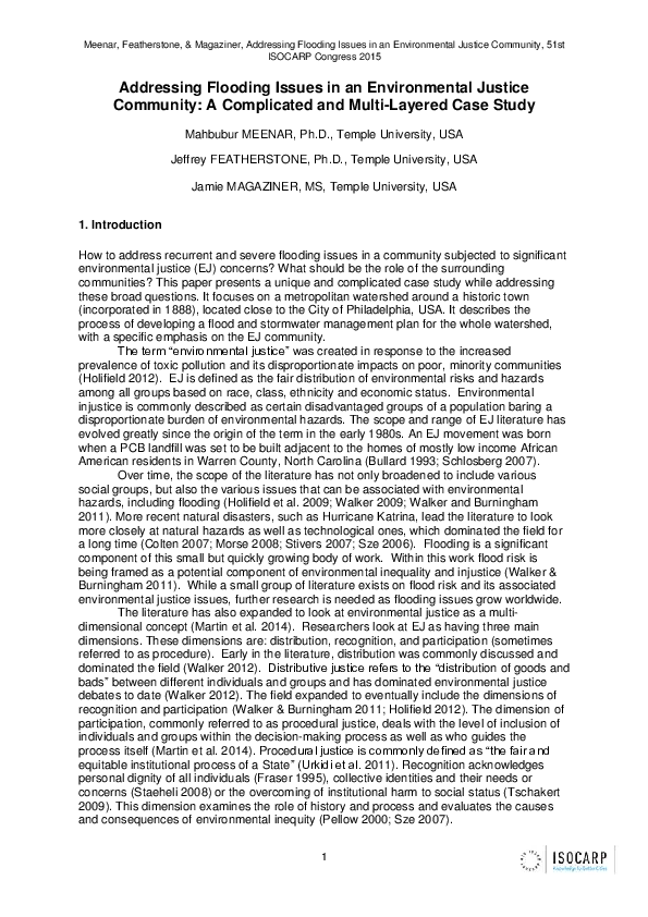 (PDF) Addressing Flooding Issues in an Environmental Justice Community: A Complicated and Multi ...