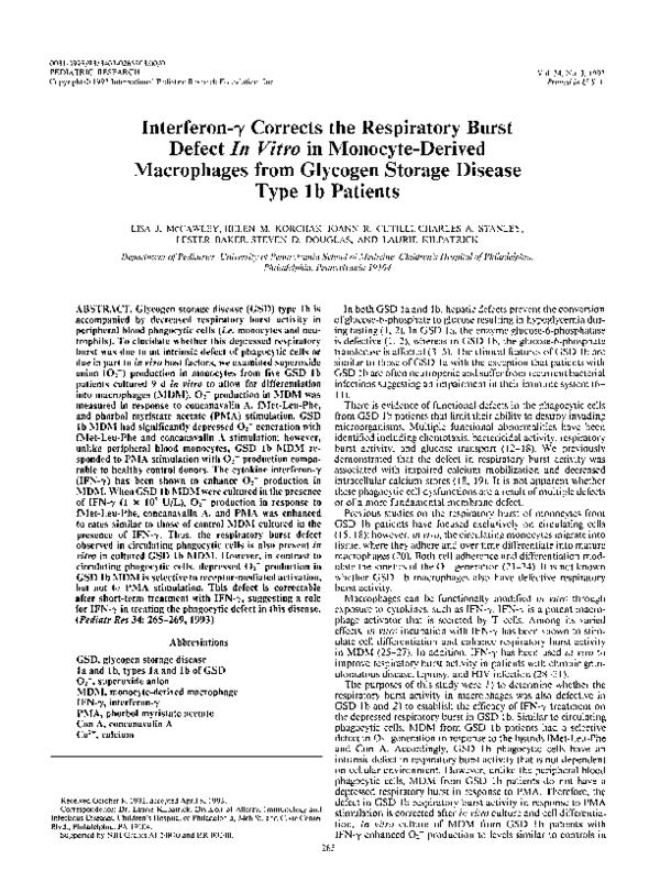 (PDF) Interferon-γ Corrects the Respiratory Burst Defect In Vitro in ...