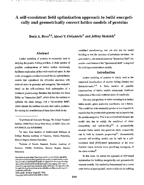 Pdf A Self Consistent Field Optimization Approach To Build