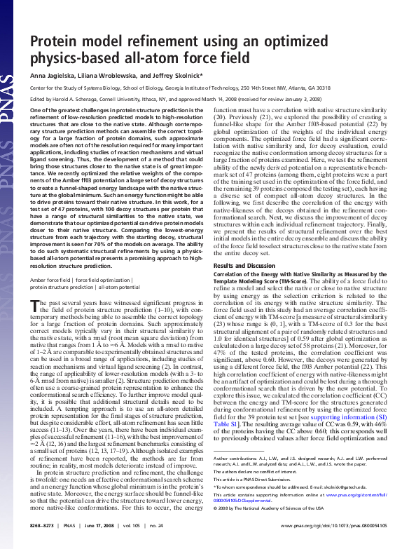 Pdf Protein Model Refinement Using An Optimized Physics Based All