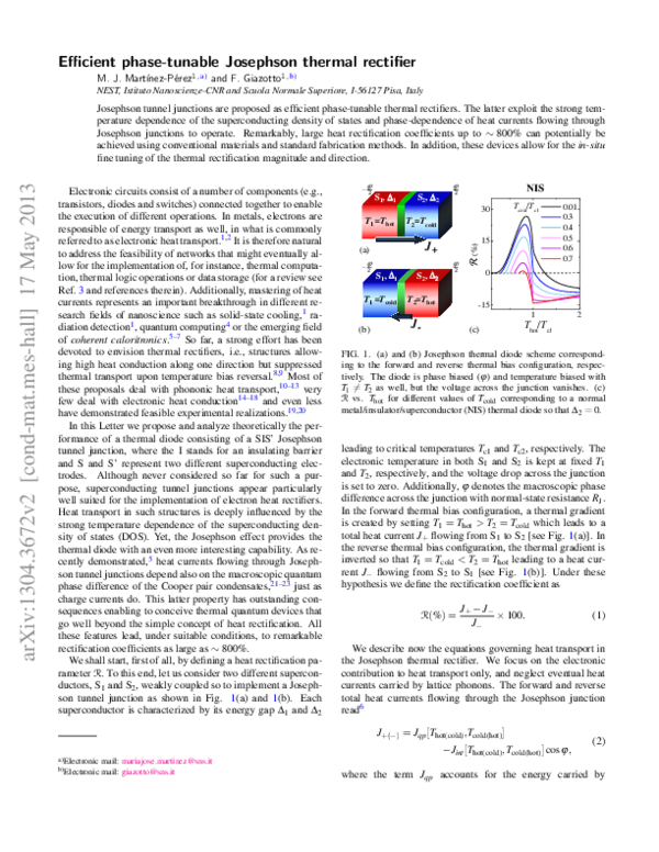 (PDF) Efficient phase-tunable Josephson thermal rectifier | Francesco Giazotto - Academia.edu