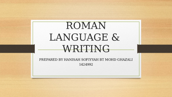 (PPT) roman civilization - Language and writing