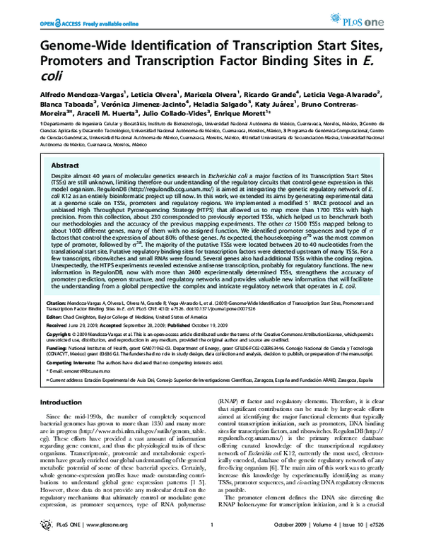 (PDF) Genome-Wide Identification of Transcription Start Sites ...
