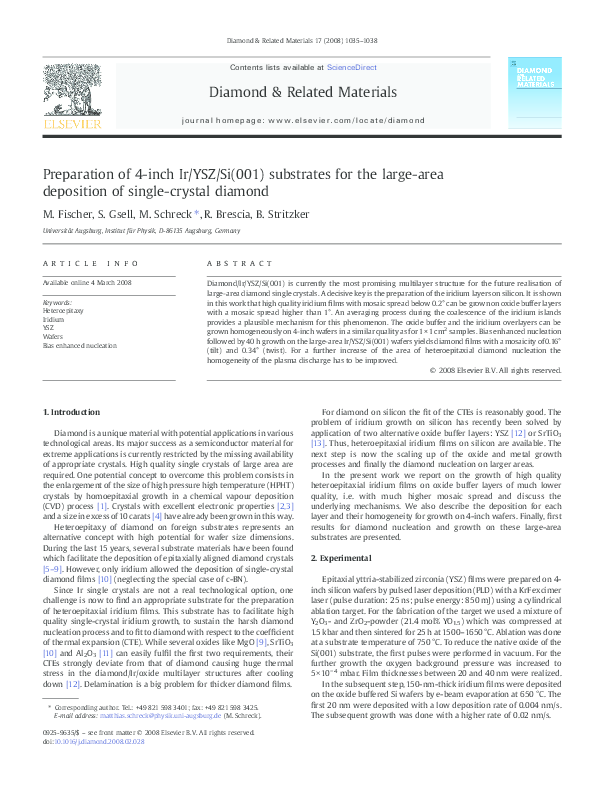 (PDF) Preparation of 4-inch Ir/YSZ/Si(001) substrates for the large ...