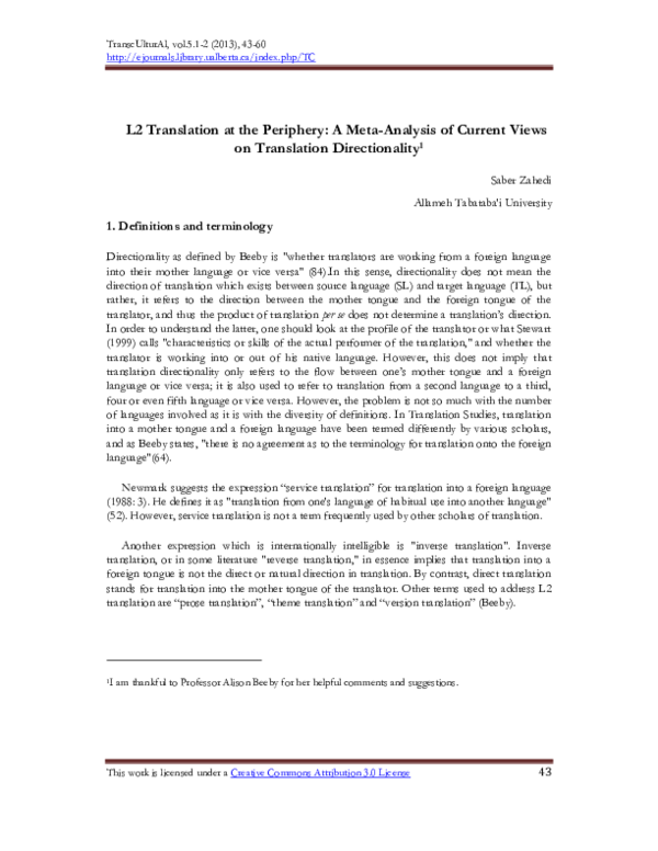 (PDF) L2 Translation at the Periphery: A Meta-Analysis of Current Views ...