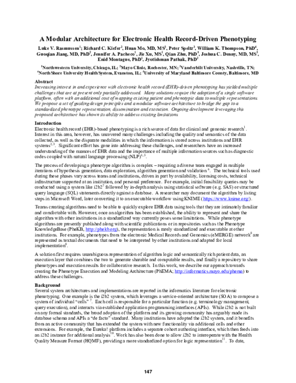 (PDF) A Modular Architecture for Electronic Health Record-Driven Phenotyping