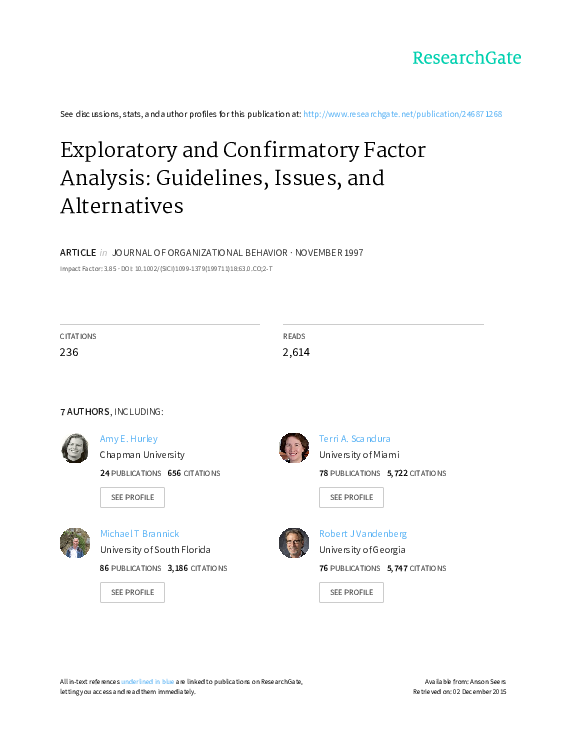 (PDF) Exploratory and Confirmatory Factor Analysis: Guidelines, Issues ...