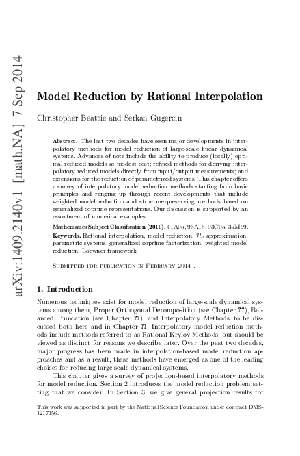 (PDF) Model reduction by rational interpolation