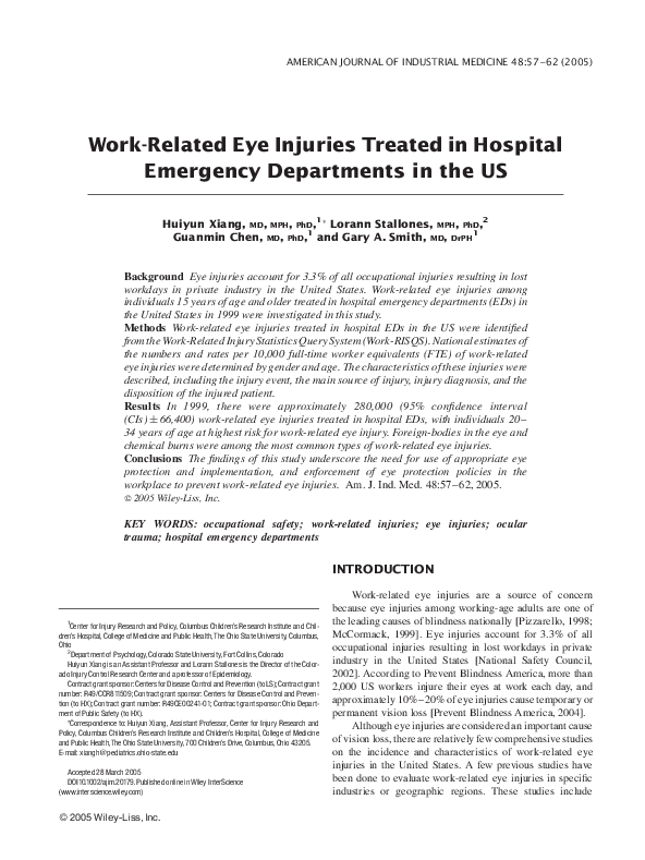 (PDF) Work-related eye injuries treated in hospital emergency ...