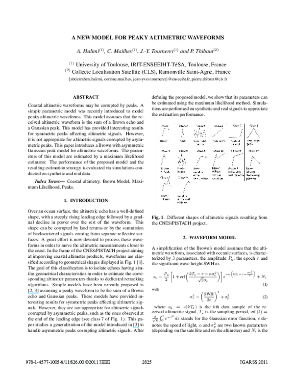 (PDF) A new model for peaky altimetric waveforms