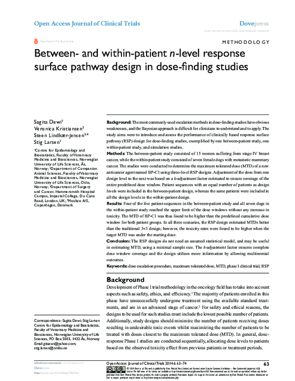 (PDF) Between- and within-patient n-level response surface pathway ...