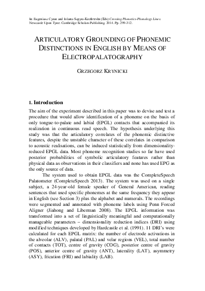 (PDF) Articulatory grounding of phonemic distinctions in English by ...