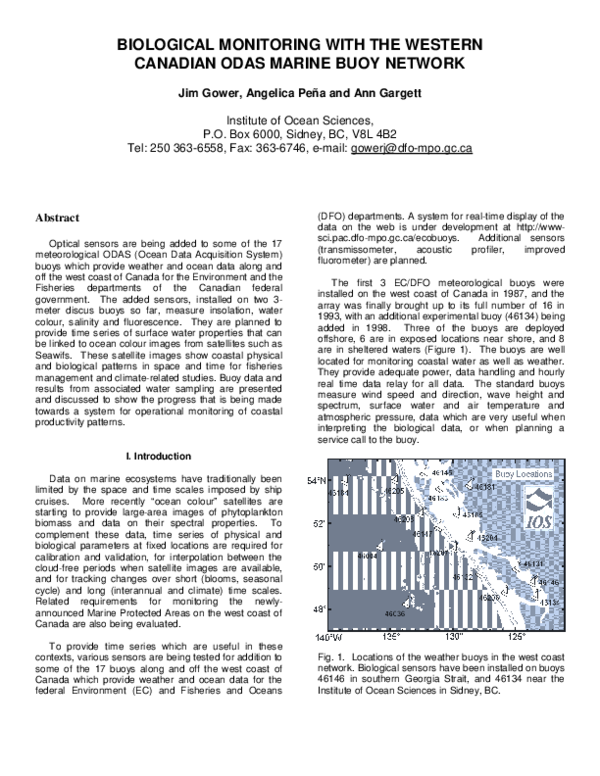 (PDF) Biological monitoring with the Western Canadian ODAS marine buoy ...