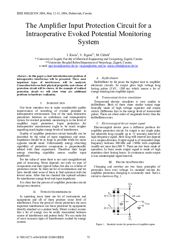 (PDF) The amplifier input protection circuit for a intraoperative ...