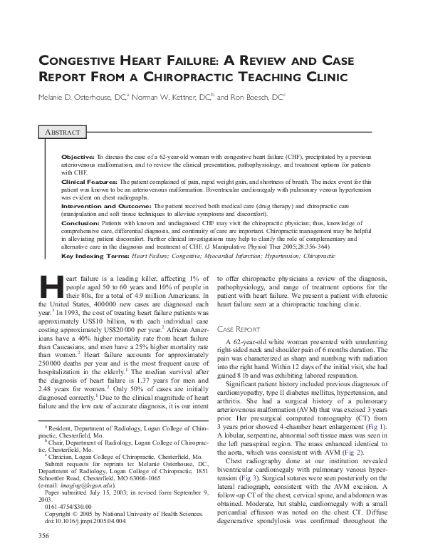 (PDF) Congestive Heart Failure: A Review and Case Report From a ...