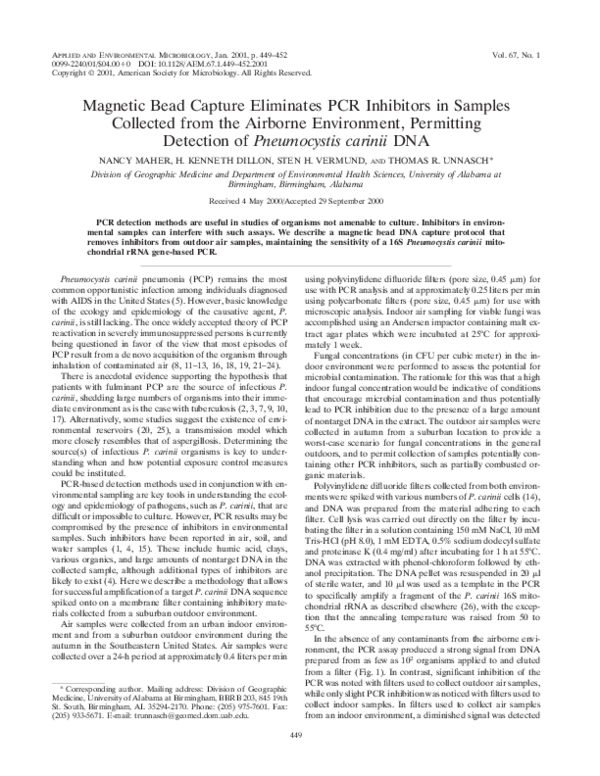 (PDF) Magnetic Bead Capture Eliminates PCR Inhibitors in Samples ...