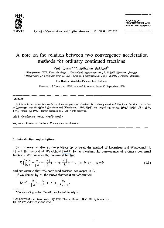 (PDF) A note on the relation between two convergence acceleration ...