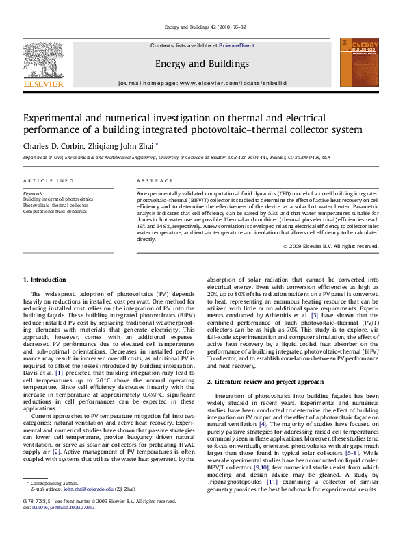 (PDF) Experimental and numerical investigation on thermal and ...