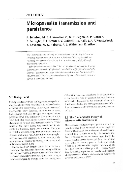 (PDF) Microparasite transmission and persistence