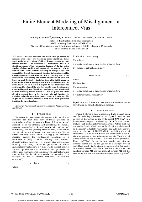 (PDF) Finite Element Modeling of Misalignment in Interconnect Vias