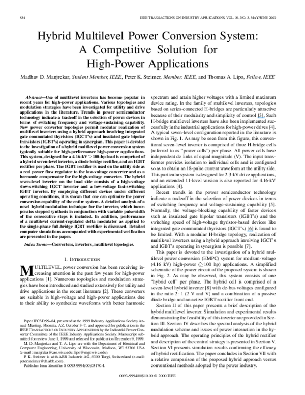 (PDF) Hybrid multilevel power conversion system: a competitive solution ...