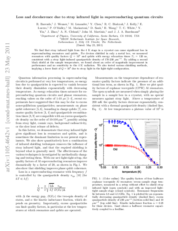 Pdf Loss And Decoherence Due To Stray Infrared Light In Superconducting Quantum Circuits