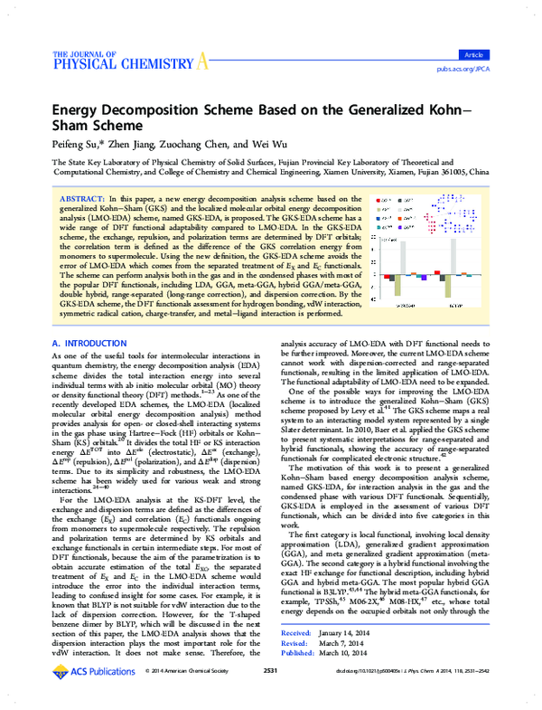 Pdf Energy Decomposition Scheme Based On The Generalized Kohnsham Scheme