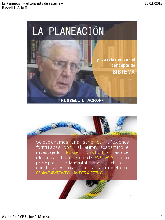 (PDF) La Planeación y el concepto de Sistema - Russell L. Ackoff