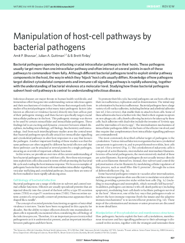 (PDF) Manipulation of host-cell pathways by bacterial pathogens