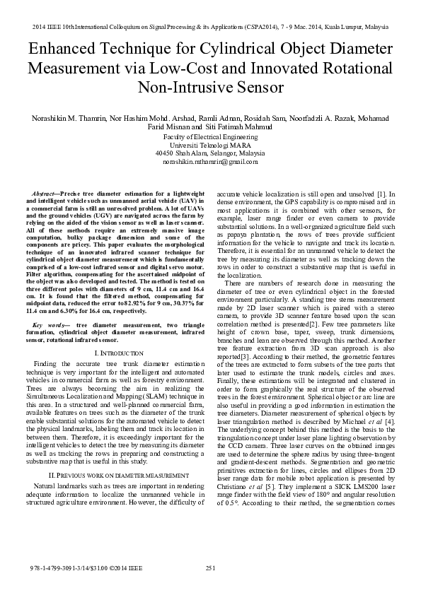 (PDF) Enhanced technique for cylindrical object diameter measurement ...