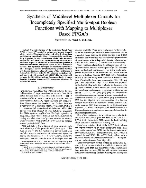 Pdf Synthesis Of Multilevel Multiplexer Circuits For Incompletely Specified Multioutput