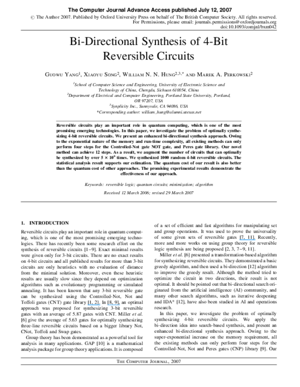 Pdf Enhanced Bi Directional Synthesis For 4 Bit Reversible Circuits