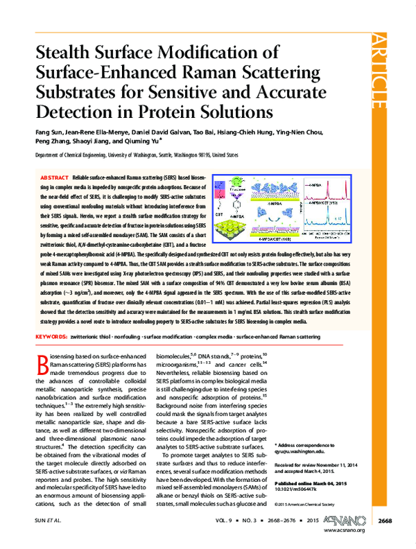 (PDF) Stealth Surface Modification of Surface-Enhanced Raman Scattering ...