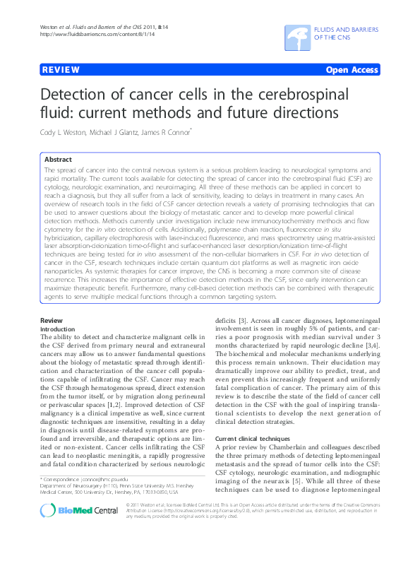 (PDF) Detection of cancer cells in the cerebrospinal fluid: current ...