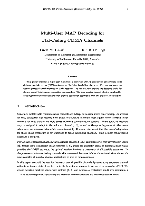 (PDF) Multi-User MAP Decoding for Flat-Fading CDMA Channels