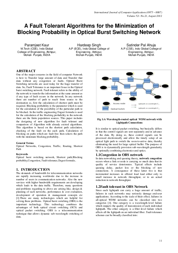 Pdf A Fault Tolerant Algorithms For The Minimization Of Blocking 2963