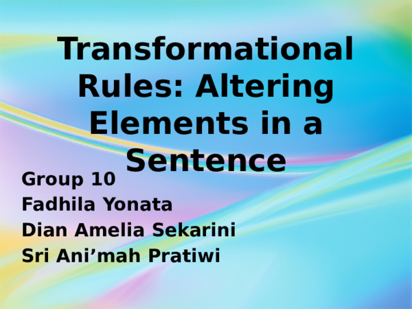 (PPT) Transformational Rules