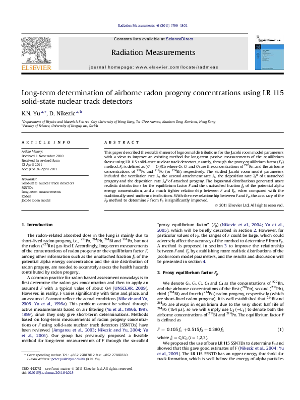 (PDF) Long-term determination of airborne radon progeny concentrations ...